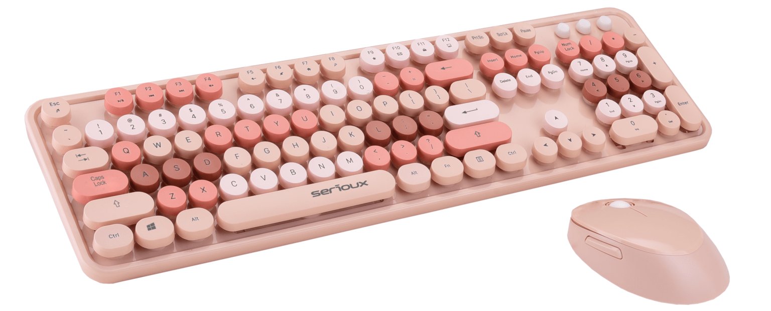 Kit wireless Retro tastatura + mouse, maro – Serioux